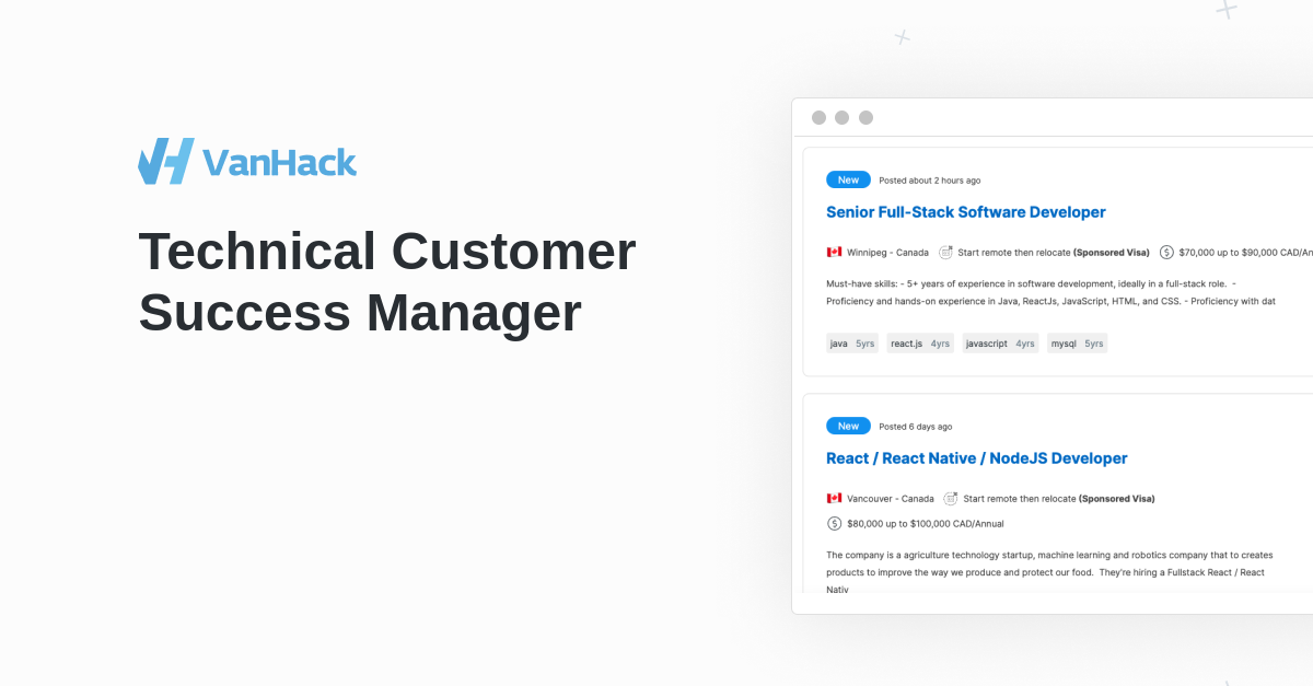 Technical Customer Success Manager - VanHack